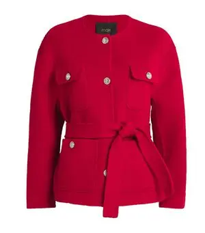 Maje Wool-blend Double-faced Jacket With Tie Detail