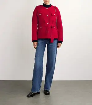 Maje Wool-blend Double-faced Jacket With Tie Detail