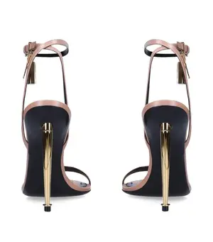TOM FORD Leather Padlock Stiletto Sandals - Nude