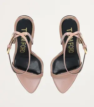 TOM FORD Leather Padlock Stiletto Sandals - Nude
