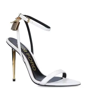 TOM FORD Leather Padlock Stiletto Sandals - White