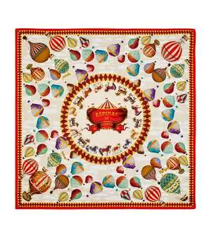 ASPINAL OF LONDON Silk Hot Air Balloon Print Scarf - Red