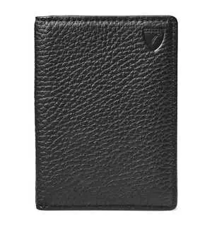 ASPINAL OF LONDON Leather Folded Card Holder - Black