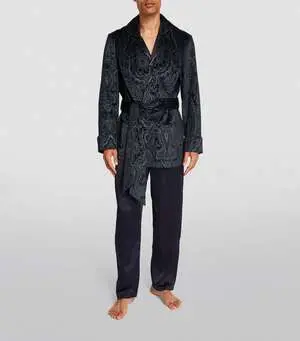 DANIEL HANSON Silk-lined Paisley Smoking Jacket