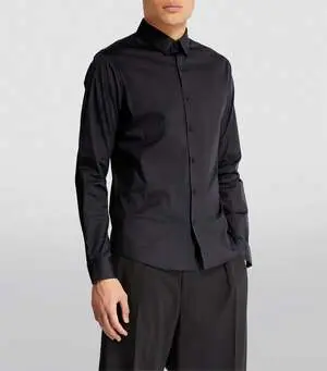 Sandro Cotton-blend Long-sleeve Shirt - Black