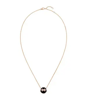 CHAUMET Small Onyx And Diamond Harmony Pendant Necklace - Rose Gold