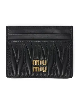 Miu Miu Nappa Leather Matelassé Card Holder Black