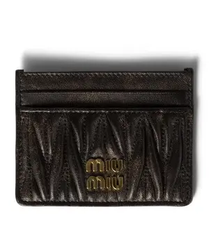 Miu Miu Nappa Leather Matelassé Card Holder Brown