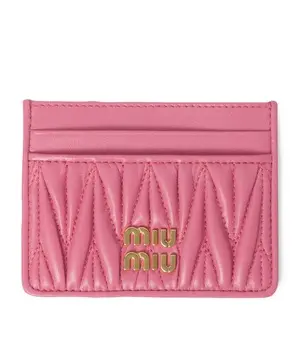 Miu Miu Nappa Leather Matelassé Card Holder Pink