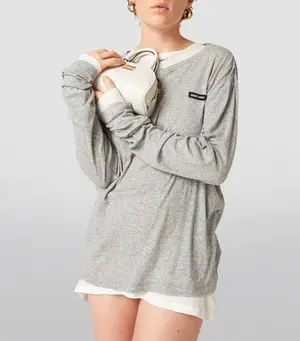Miu Miu Logo-patch Long-sleeve T-shirt