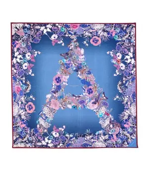 ASPINAL OF LONDON Silk Floral Scarf - Navy