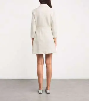 Maje Sleeveless Tweed Mini Dress With Contrast Collar And Denim Trims
