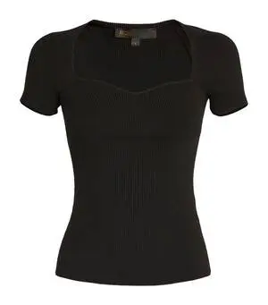 Maje Short-sleeve Ribbed Top - Black
