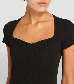 Maje Short-sleeve Ribbed Top - Black