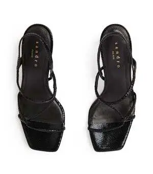 Sandro Leather Strappy Sandals - Black