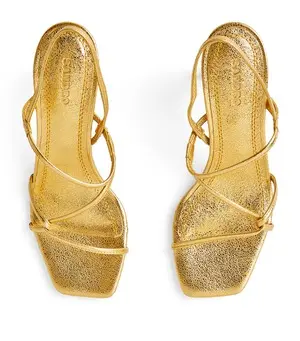 Sandro Metallic Faye 70 Sandals - Beige
