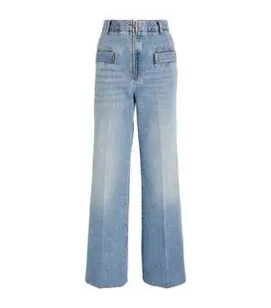Sandro Zip Wide-leg High-rise Jeans - Blue