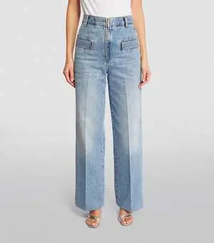 Sandro Zip Wide-leg High-rise Jeans - Blue