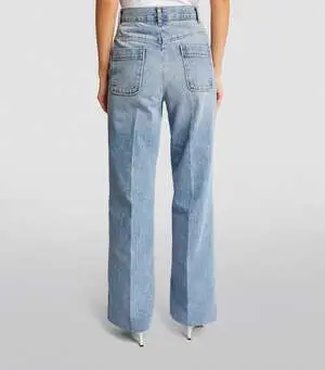 Sandro Zip Wide-leg High-rise Jeans - Blue