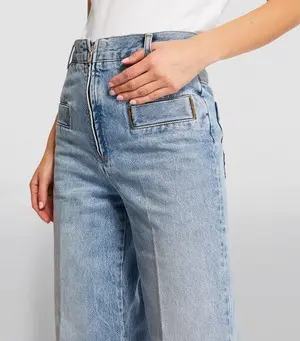Sandro Zip Wide-leg High-rise Jeans - Blue