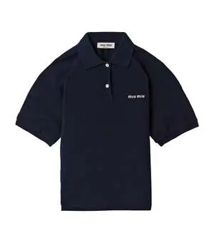 Miu Miu Cotton Logo Polo Shirt - Blue