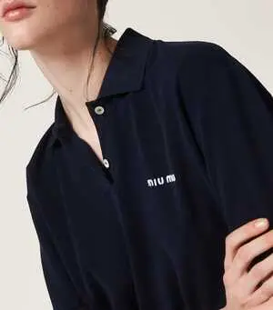 Miu Miu Cotton Logo Polo Shirt - Blue