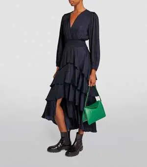 Maje Ruffled Midi Dress - Blue
