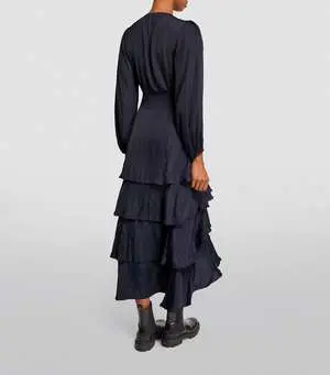 Maje Ruffled Midi Dress - Blue