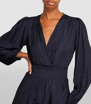 Maje Ruffled Midi Dress - Blue