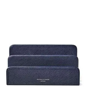 ASPINAL OF LONDON Leather Letter Rack - Blue