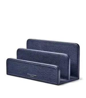 ASPINAL OF LONDON Leather Letter Rack - Blue