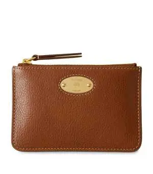 Mulberry Logo Plaque Coin Pouch - Brown
