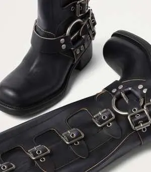 Miu Miu Leather Buckle Boots