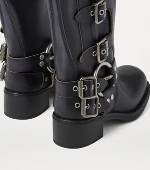 Miu Miu Leather Buckle Boots