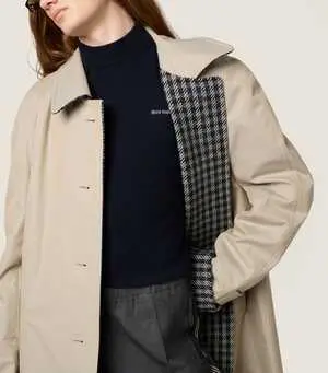 Miu Miu Ribbed Cashmere High Neck Short Sleeve Sweater