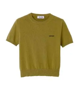 Miu Miu Cashmere Logo Sweater - Green