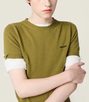 Miu Miu Cashmere Logo Sweater - Green
