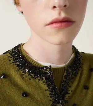 Miu Miu Cashmere Logo Sweater - Green