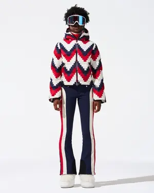 Perfect Moment Chevron Polar Flare Down Jacket - White-red