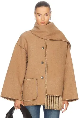 TOTEME Embroidered Scarf Jacket Camel