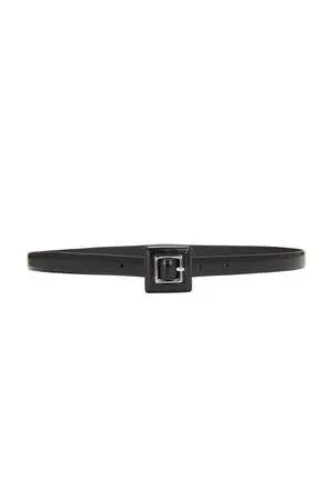 Saint Laurent Skinny Brushed Leather Belt - Nero