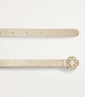 Maje Leather Clover Belt - Gold