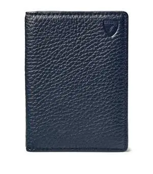 ASPINAL OF LONDON Leather Folded Card Holder - Navy