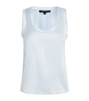 Maje Silk-blend Tank Top - Blue