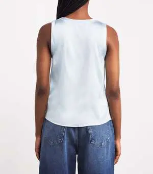 Maje Silk-blend Tank Top - Blue