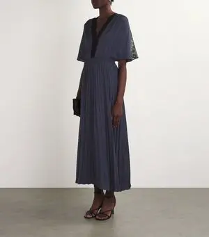 Maje Satin Lace-trim Maxi Dress