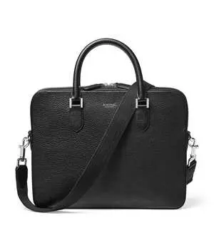 ASPINAL OF LONDON Leather Shield Briefcase - Black