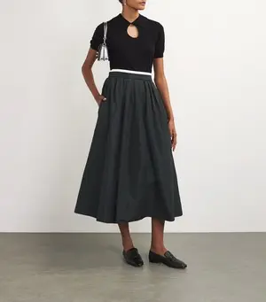 Maje Pleated Midi Skirt - Black