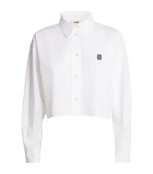 Sandro Cotton Logo Cropped Shirt - Beige