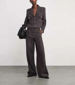 Maje Tweed Tailored Trousers - Brown